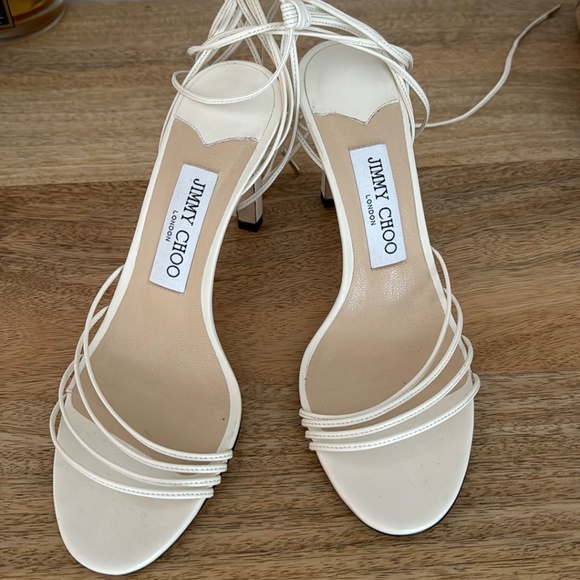 Jimmy Choo | Shoes | Jimmy Choo Ankle Tie White Heels | Poshmark